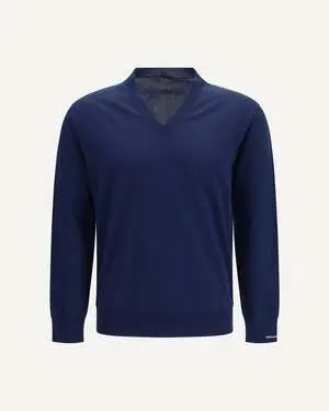 Prada Cotton V-neck Sweater - Blue