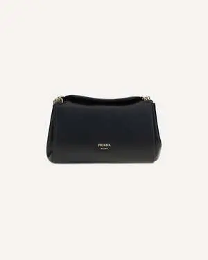 Prada Leather Shoulder Bag With Gold Tone Logo