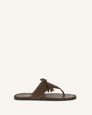Prada Thong Sandals With Tassels - Brown