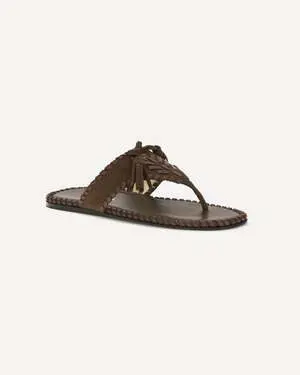Prada Suede Tassel Thong Sandals