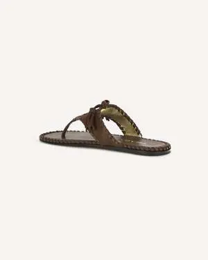 Prada Suede Tassel Thong Sandals