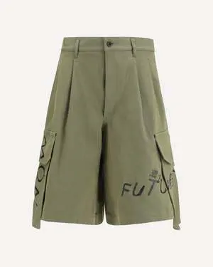 Comme Des Garçons Cargo Shorts With Graphic Print