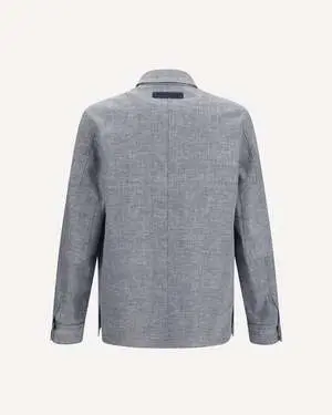 Zegna Crossover Shirt Jacket In Linen, Wool, And Silk - Grey