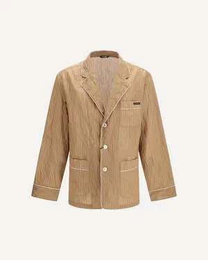 Dolce & Gabbana Vanity Shirt-style Robe In Froissé Striped Fabric
