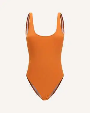KRISTINA TI Solid One-piece Swimsuit With Floral Lining
