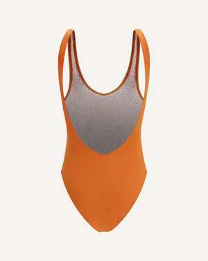 KRISTINA TI Solid One-piece Swimsuit With Floral Lining