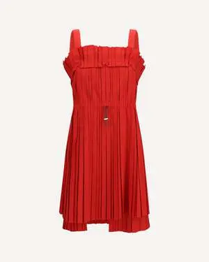 Fendi Short Faille Bustier Dress With Asymmetric Hem - Red