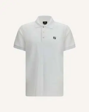 Fendi Ff Logo Piqué Polo Ale - White