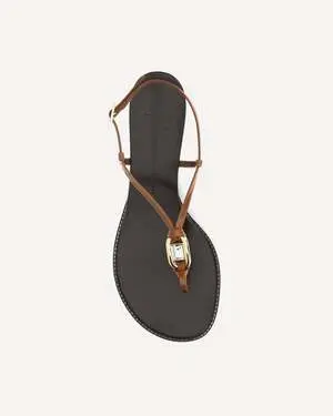 GIUSEPPE ZANOTTI Amhelia Leather Wedge Sandals With Embellished Detail - Brown