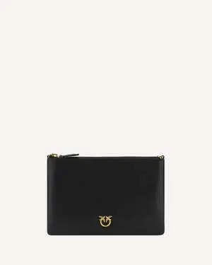 Pinko Leather Shoulder Bag With Gold-plated Logo - Black