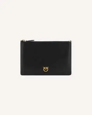 Pinko Leather Shoulder Bag With Gold-plated Logo - Black