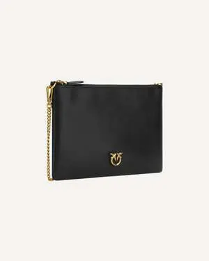 Pinko Leather Shoulder Bag With Gold-plated Logo - Black