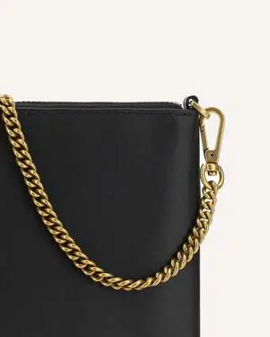 Pinko Leather Shoulder Bag With Gold-plated Logo - Black