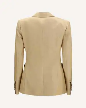 BLAZÉ MILANO Double-breasted Peak Lapel Linen-blend Blazer - Beige