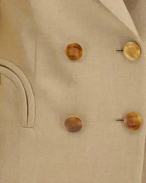 BLAZÉ MILANO Double-breasted Peak Lapel Linen-blend Blazer - Beige
