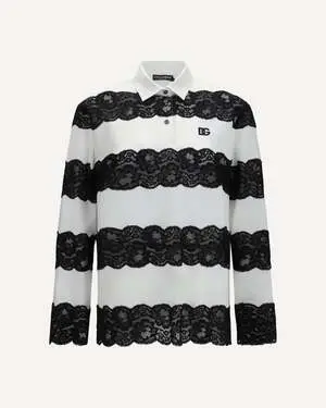 Dolce & Gabbana Long-sleeve Lace Trimmed Polo