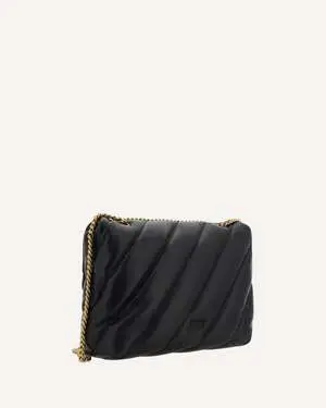 Pinko Love Puff Quilted Leather Shoulder Bag - Black