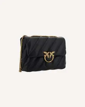 Pinko Love Puff Quilted Leather Shoulder Bag - Black