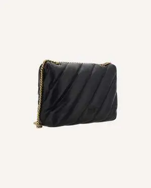 Pinko Love Puff Quilted Leather Shoulder Bag - Black