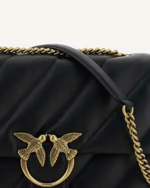 Pinko Love Puff Quilted Leather Shoulder Bag - Black