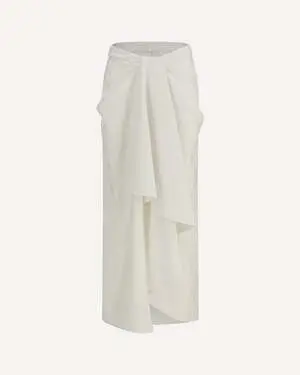 Givenchy Long Draped Wool And Mohair Skirt - White
