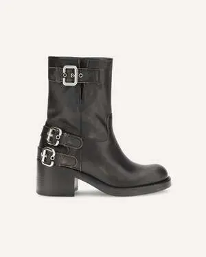 Chloé Dakota Grained And Brushed Calfskin Ankle Boots With Buckles