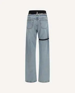 ALAINPAUL Straight-leg Ripped Jeans With Elastic Waistband
