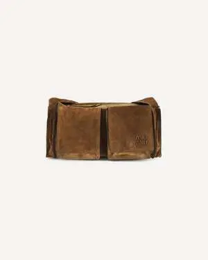 Miu Miu Utilitaire Suede Shoulder Bag - Brown