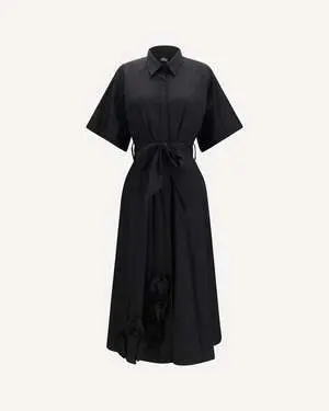 ELLA Long Chemisier Dress With Rose Appliqu