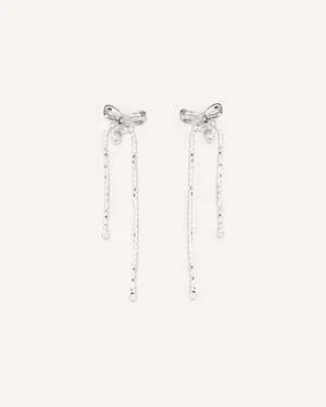 SELF-PORTRAIT Crystal Bow And Pearl Drop Earrings