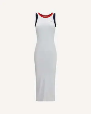 Fiorucci Ribbed Cotton Midi Dress With Contrast Trim And Angel Appliqu