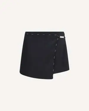 Gcds Satin Mini Skirt-shorts With Logo Trim