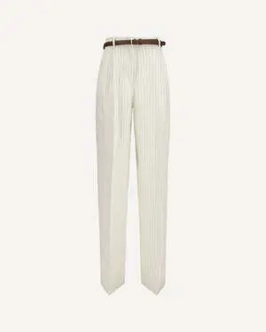 Max Mara Striped Linen Wide-leg Trousers