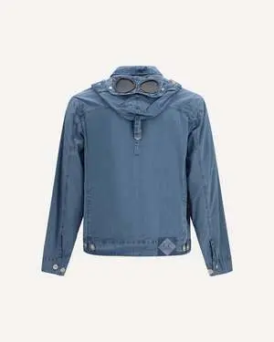 C.P. COMPANY 50 Fili Indigo Bleached Goggle Jacket - Blue