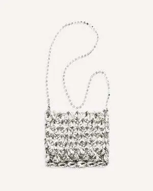 SELF-PORTRAIT Crystal Embellished Mesh Pouch With Drawstring
