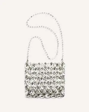SELF-PORTRAIT Crystal Embellished Mesh Pouch With Drawstring
