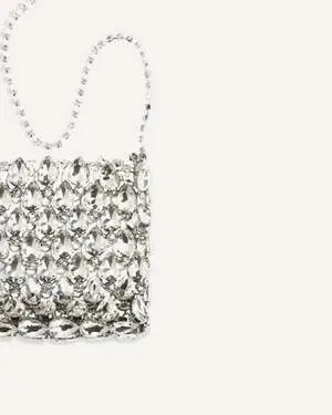 SELF-PORTRAIT Crystal Embellished Mesh Pouch With Drawstring