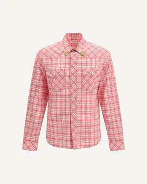 Versace Slim Checked Cotton Poplin Shirt - Red