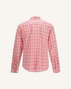 Versace Slim Checked Cotton Poplin Shirt - Red