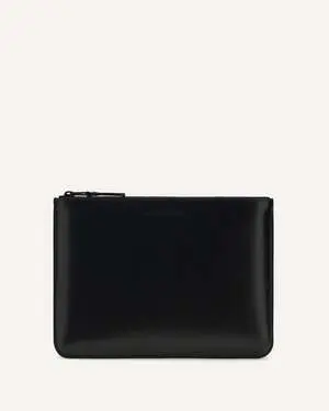 Comme Des Garçons Leather Pouch With Embossed Logo - Black