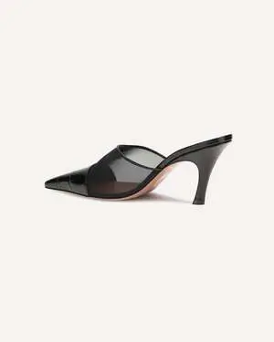 Amina Muaddi Jamie Mesh Mules - Black