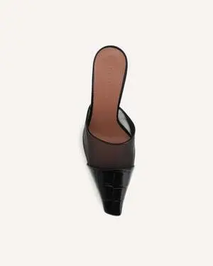 Amina Muaddi Jamie Mesh Mules - Black