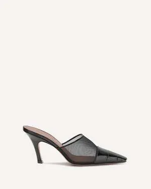 Amina Muaddi Jamie Mesh Mules - Black