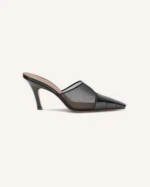 Amina Muaddi Jamie Mesh Mules - Black