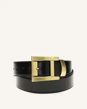 Versace Leather Belt With Metal Buckle - Black