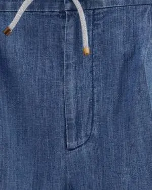 Brunello Cucinelli Lightweight Denim Pants With Drawstring And Double Pleats - Blue