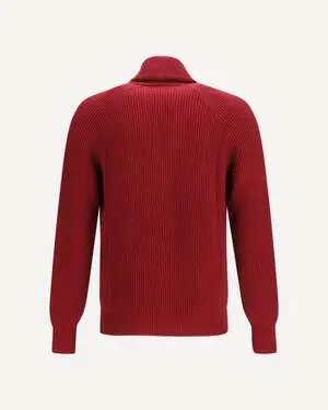 Brunello Cucinelli Ribbed Shawl Collar Cardigan - Red