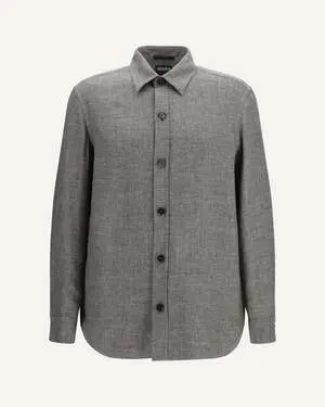Zegna Cashmere, Inen, And Sik Overshirt Mae - Grey