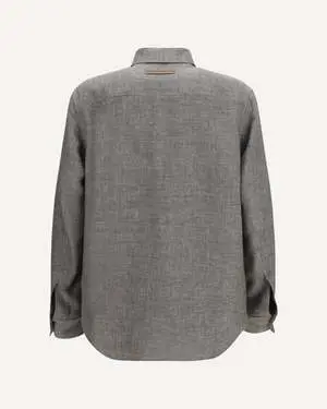 Zegna Cashmere, Inen, And Sik Overshirt Mae - Grey