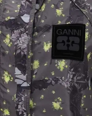 GANNI Ultralight Nylon Jacket With Floral Print - Multicolour